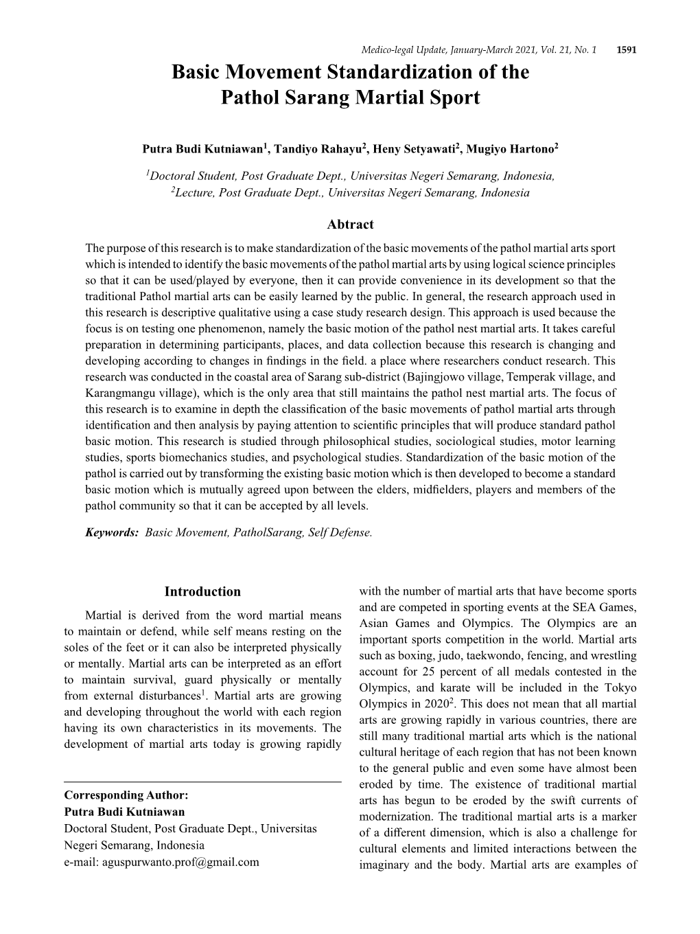 Basic Movement Standardization of the Pathol Sarang Martial Sport - DocsLib