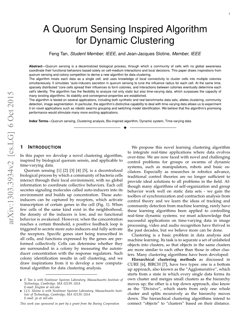 A Quorum Sensing Inspired Algorithm for Dynamic Clustering - DocsLib