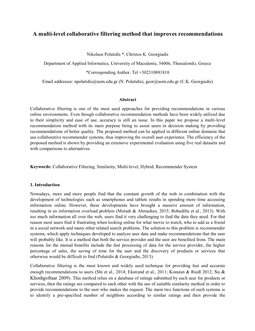 A Multi Level Collaborative Filtering Method That Improves Recommendations Docslib
