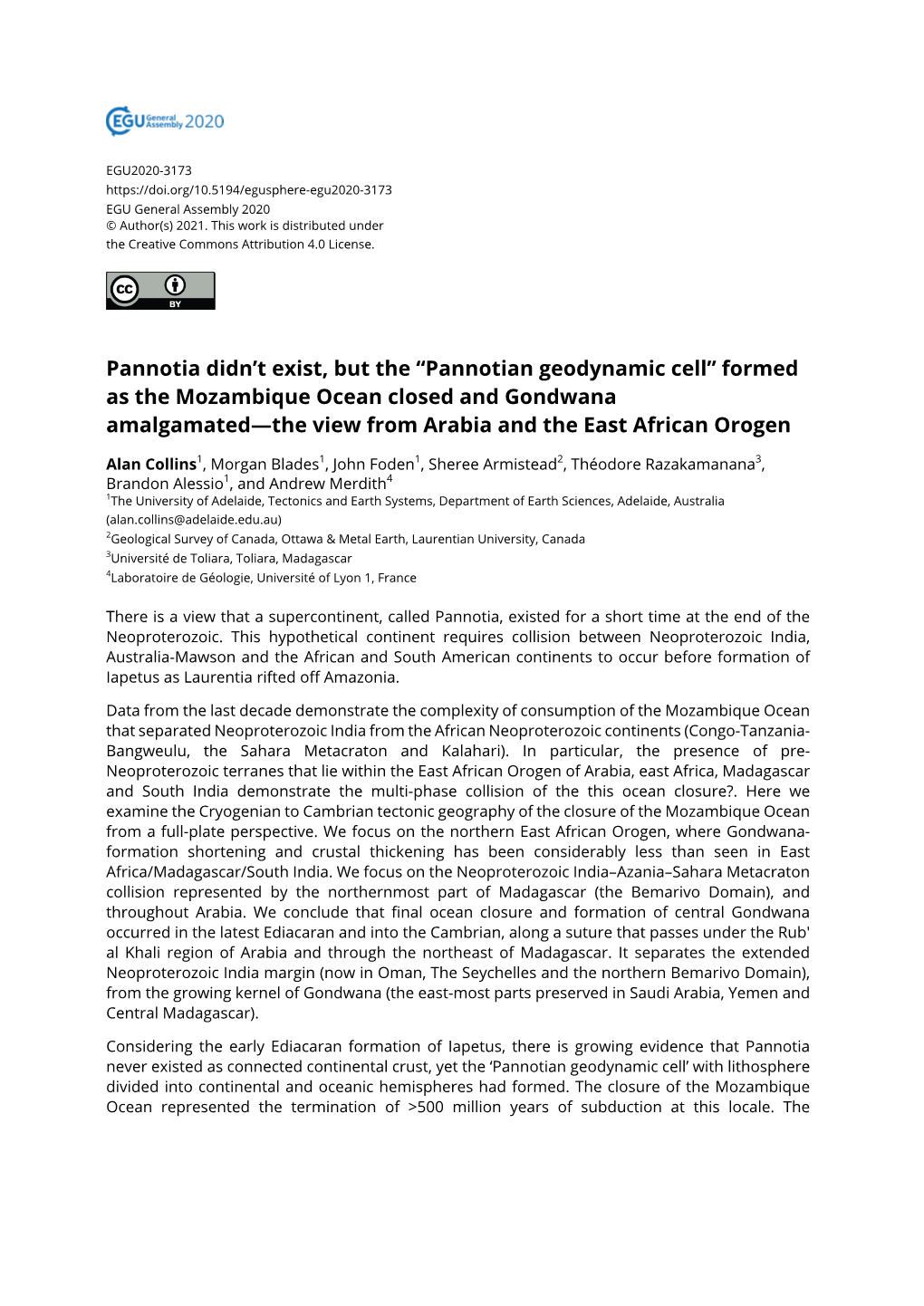 Pannotia Didn't Exist, but the “Pannotian Geodynamic Cell - DocsLib