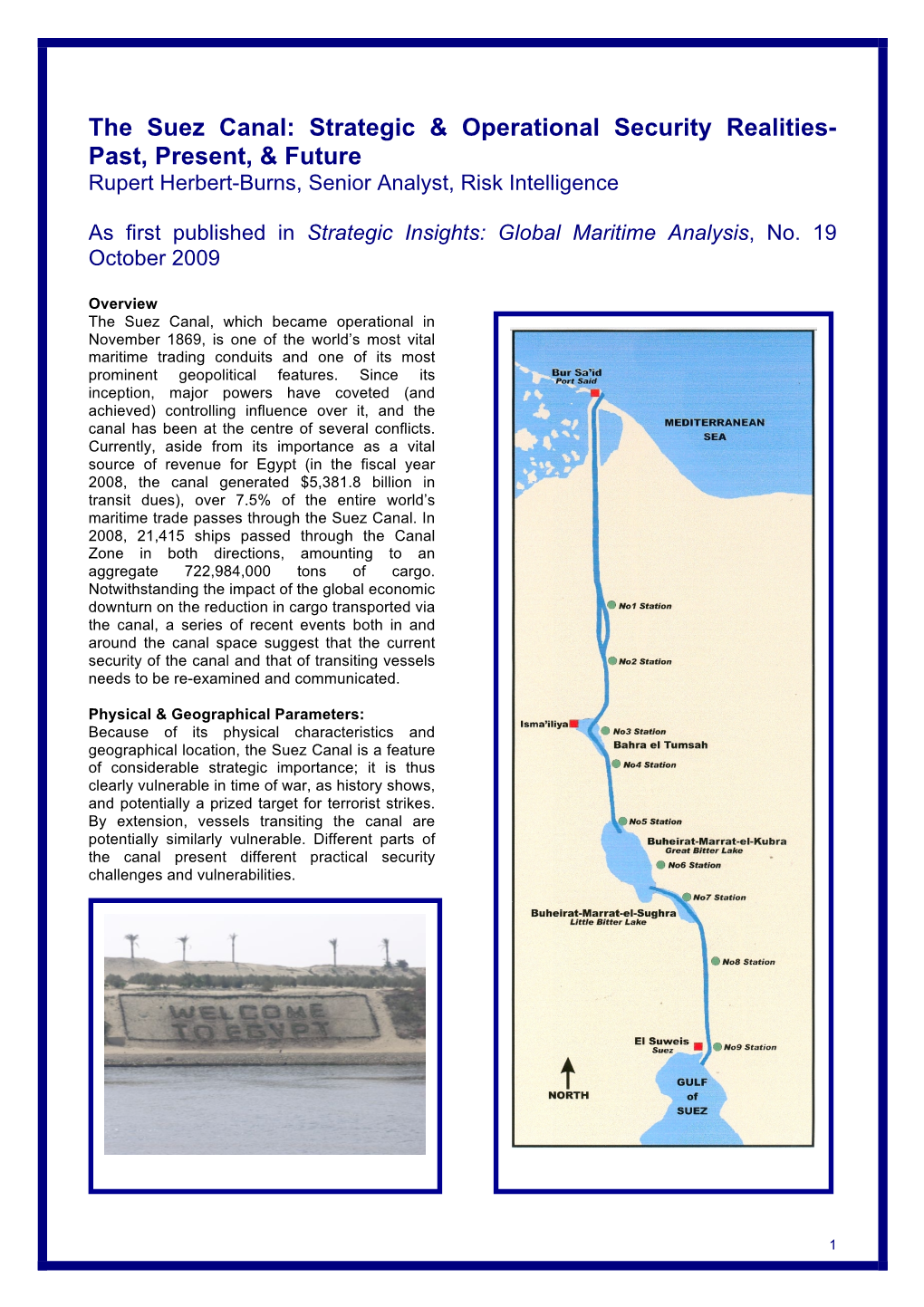 The Suez Canal: Strategic & Operational Security Realities - DocsLib