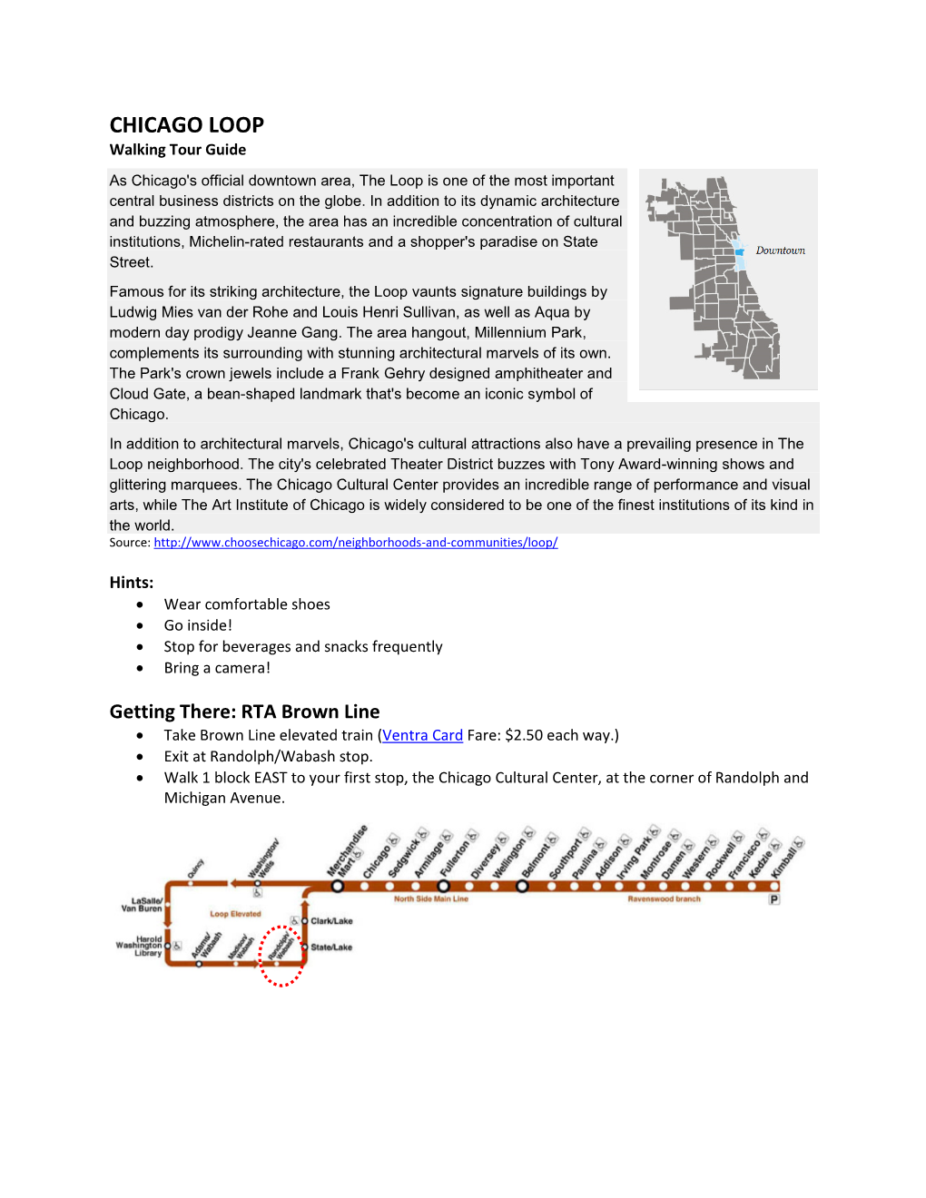 CHICAGO LOOP Walking Tour Guide - DocsLib