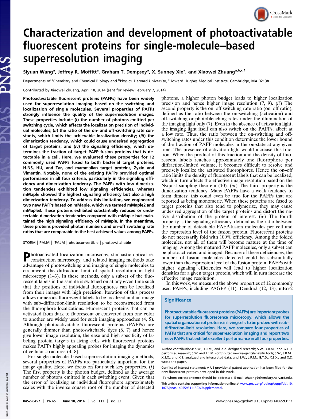 Characterization and Development of Photoactivatable Fluorescent ...