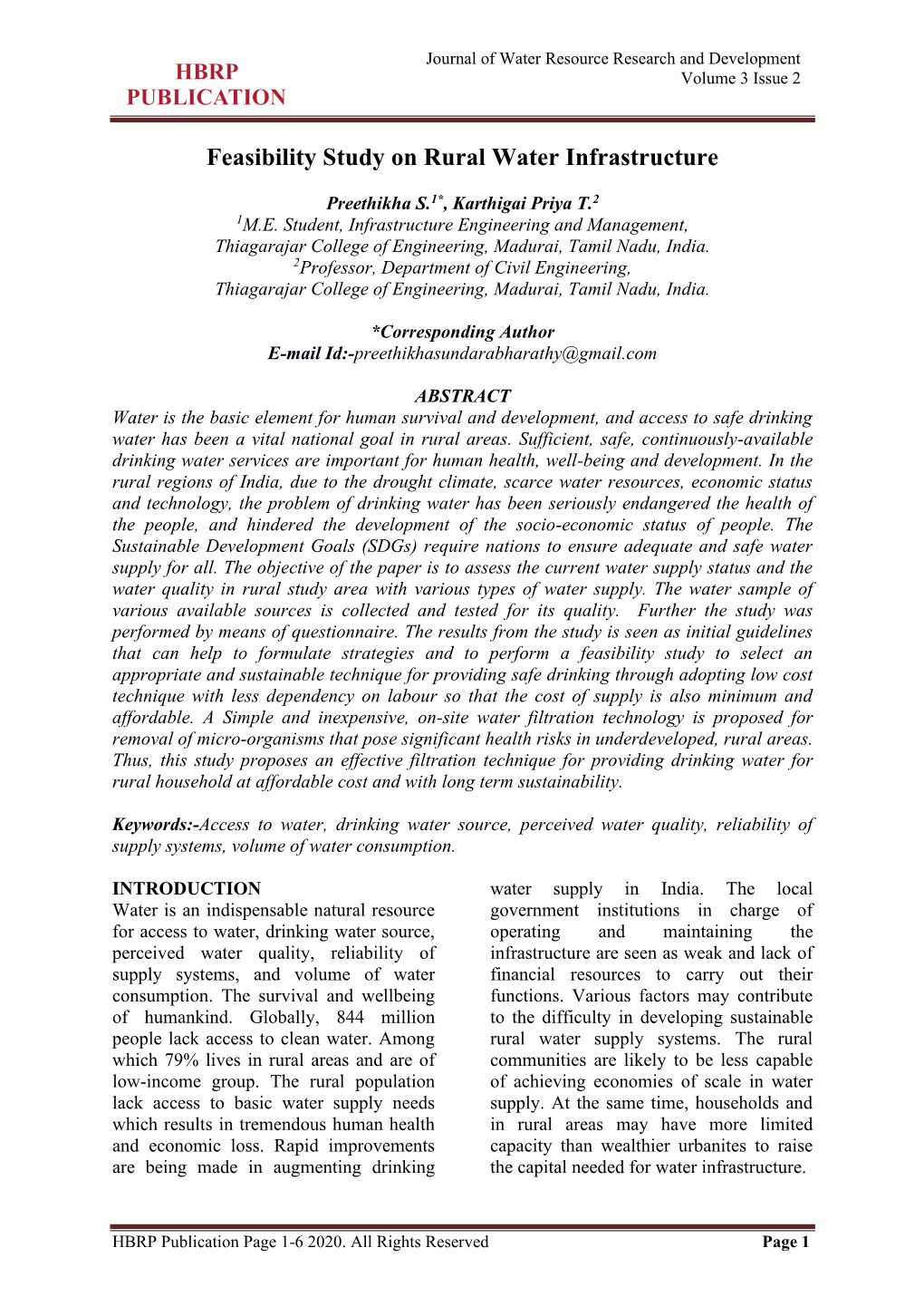 Feasibility Study on Rural Water Infrastructure - DocsLib