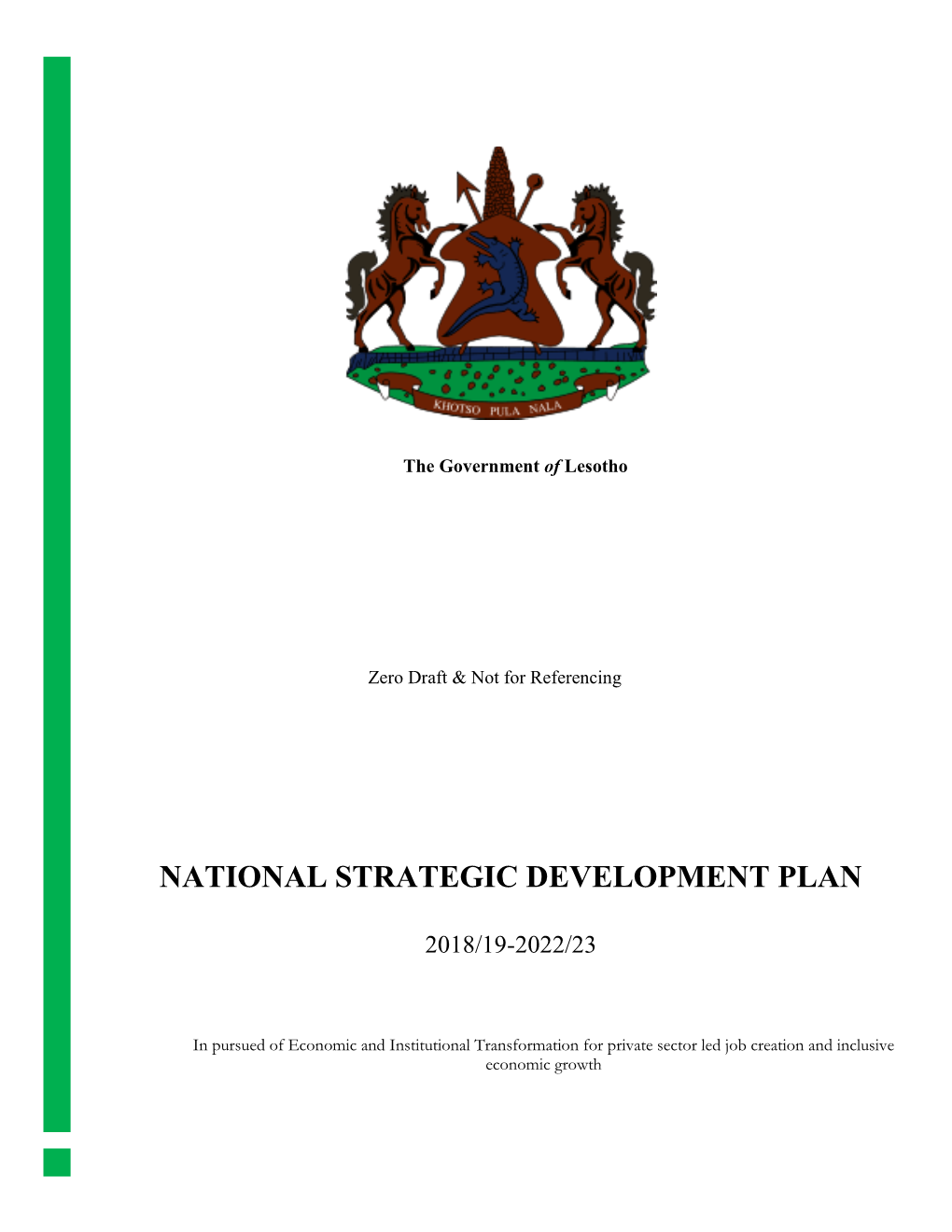 Lesotho National Strategic Development Plan - DocsLib