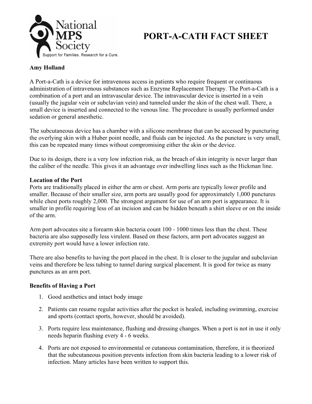 Port a Cath Fact Sheet - DocsLib