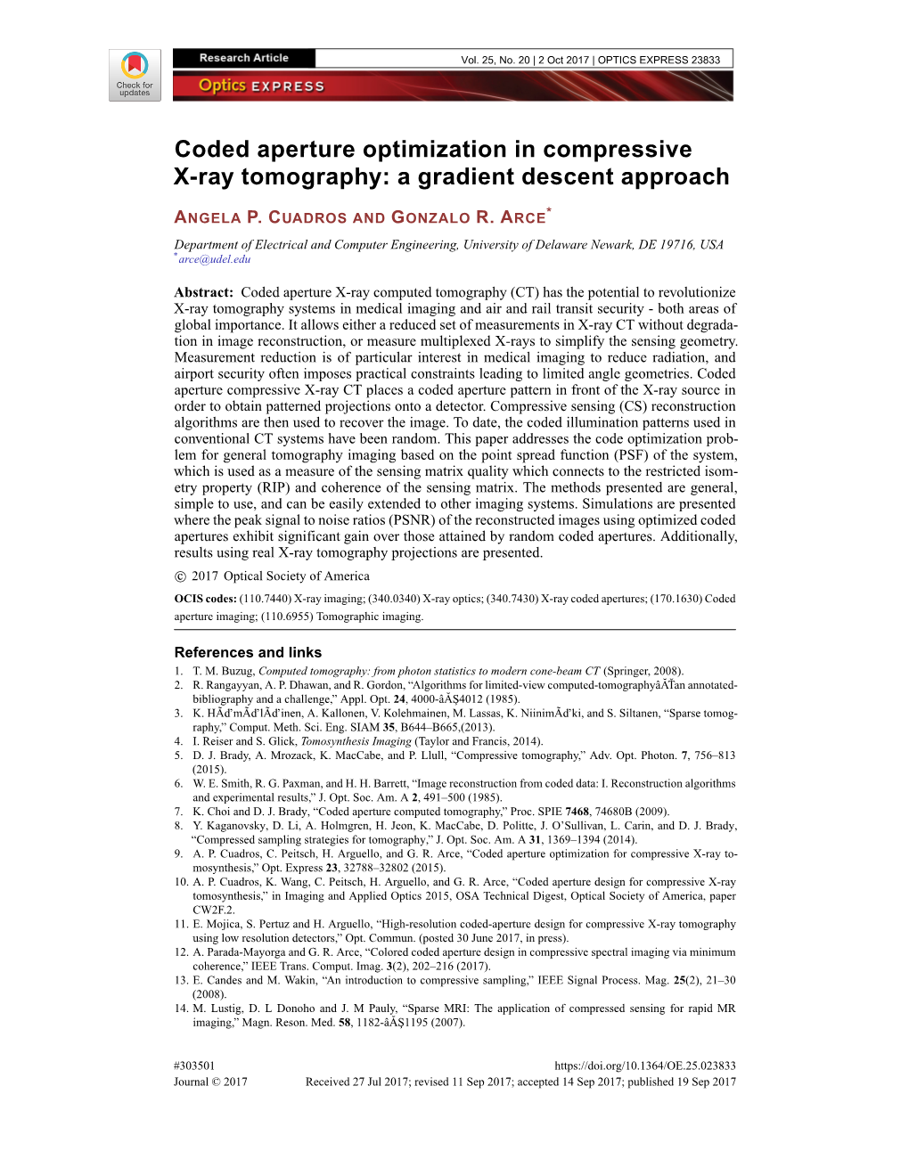 Coded Aperture Optimization In Compressive X Ray Tomography A Gradient
