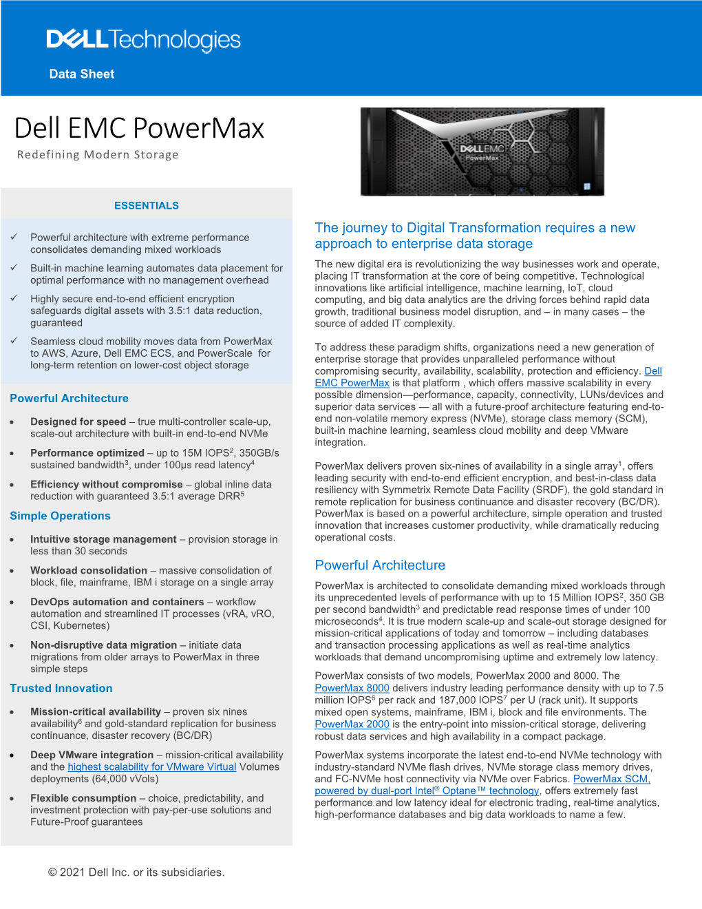 Dell EMC Powermax Data Sheet - DocsLib