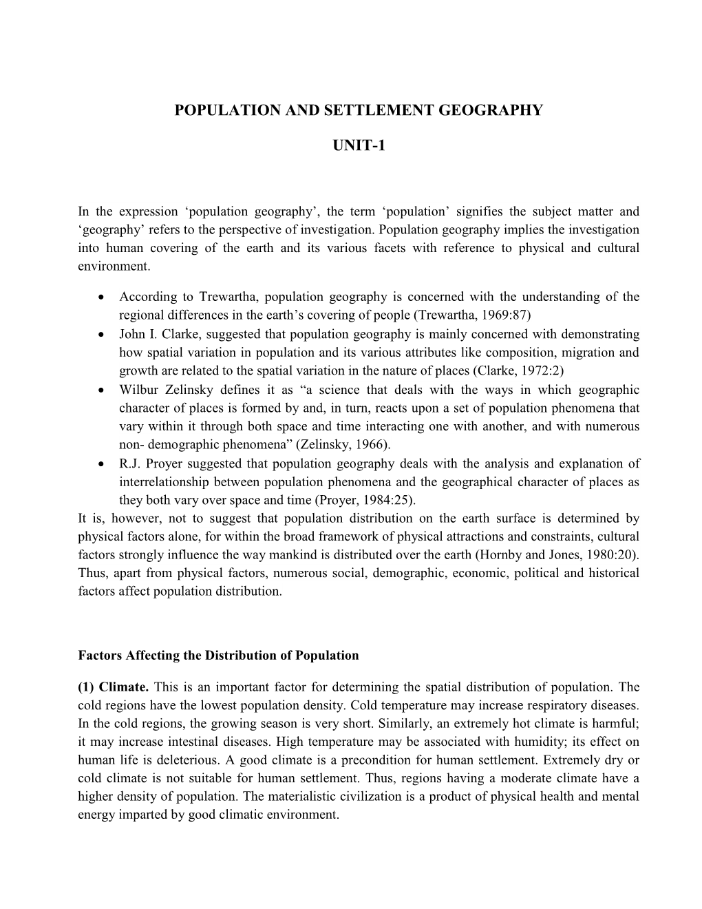 Population and Settlement Geography Unit-1 - DocsLib