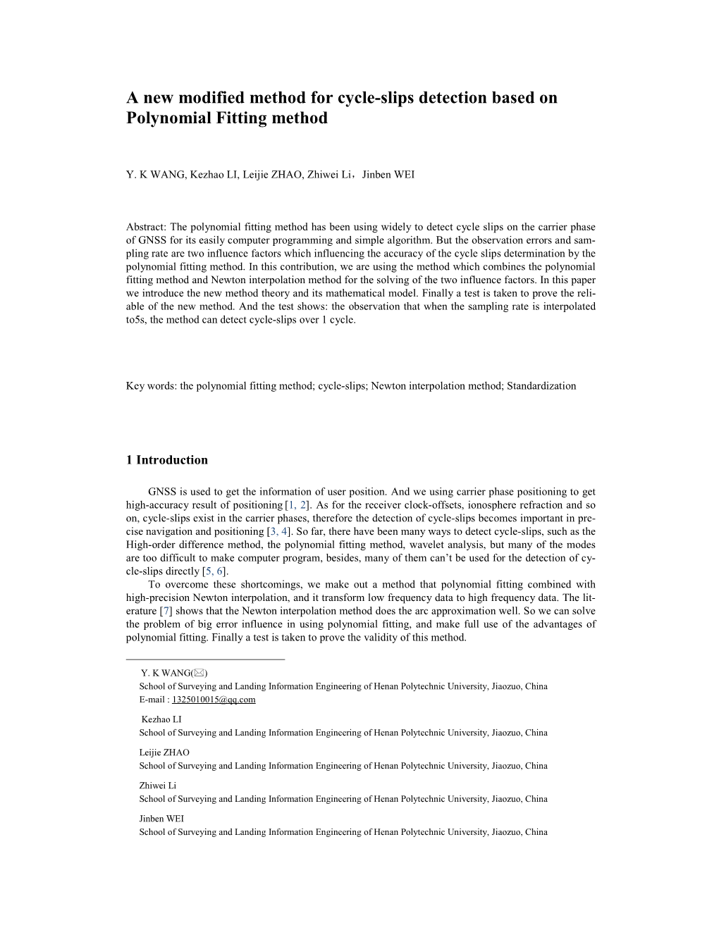 A New Modified Method For Cycle Slips Detection Based On Polynomial Fitting Method Docslib