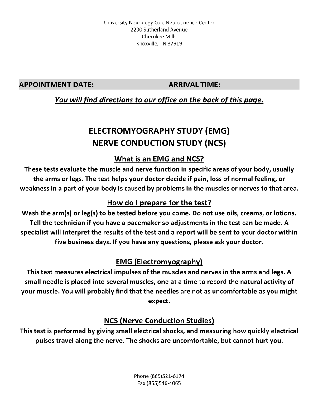 Electromyography Study (Emg) Nerve Conduction Study (Ncs) - DocsLib
