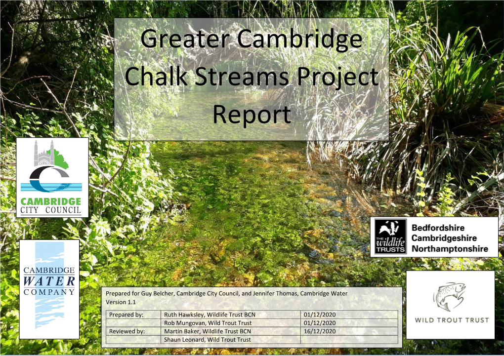 Greater Cambridge Chalk Streams Project Report - DocsLib