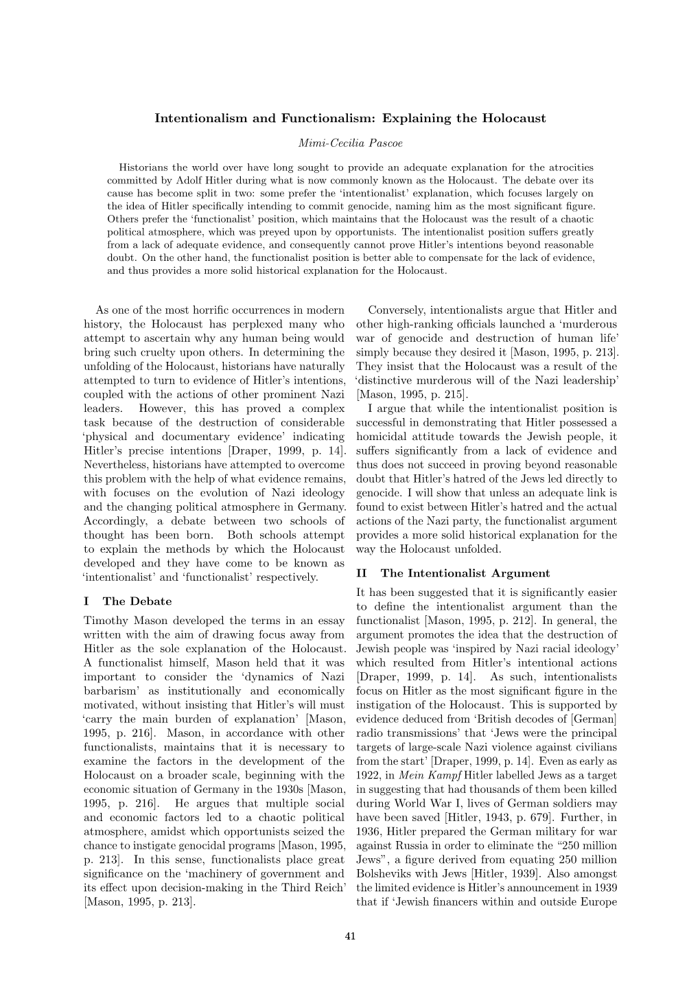 Intentionalism and Functionalism: Explaining the Holocaust - DocsLib