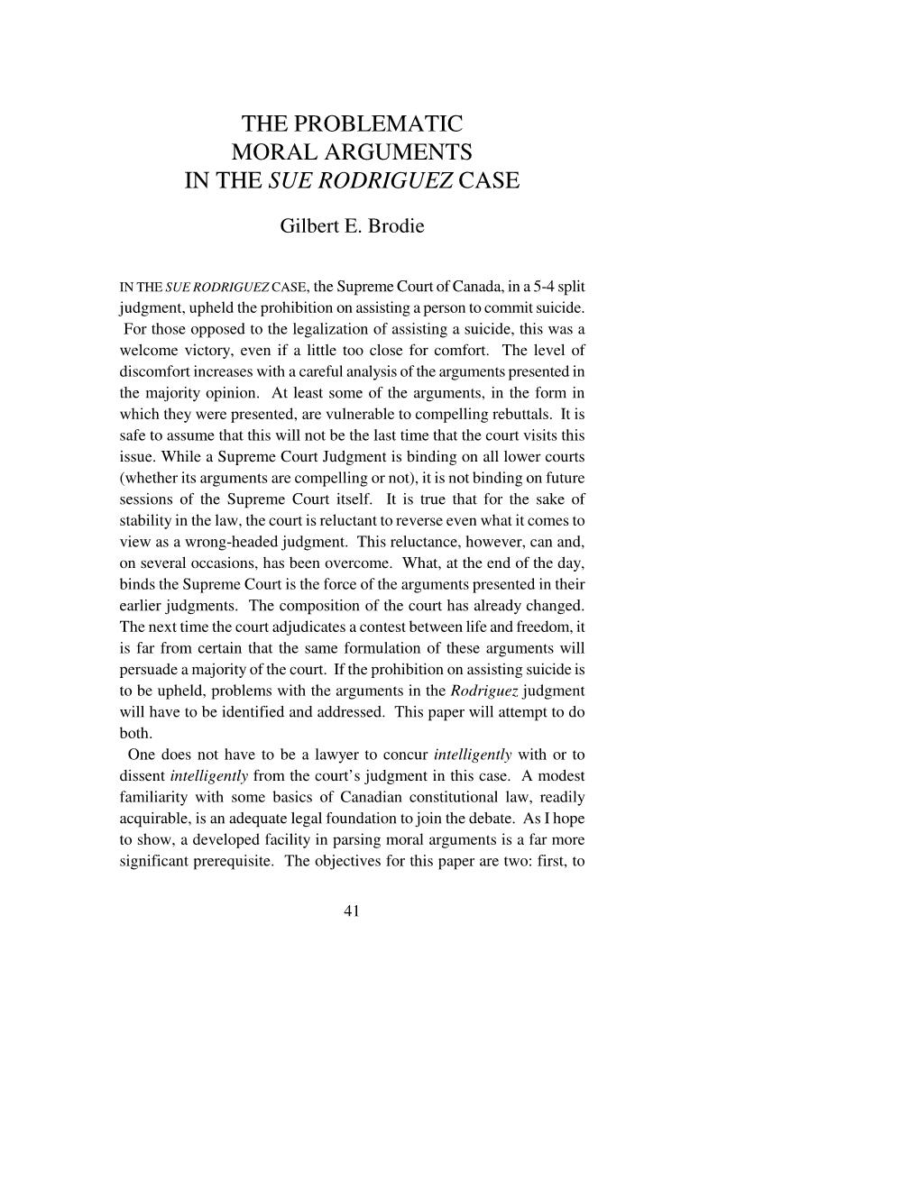 The Problematic Moral Arguments in the Sue Rodriguez Case - DocsLib