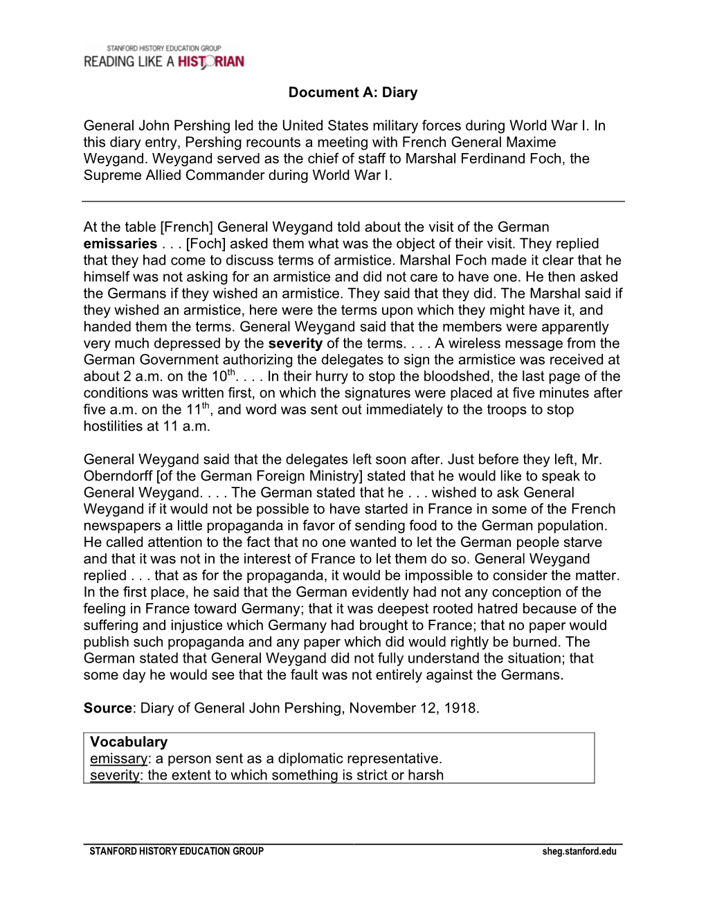 Document A: Diary General John Pershing Led the United States Military ...