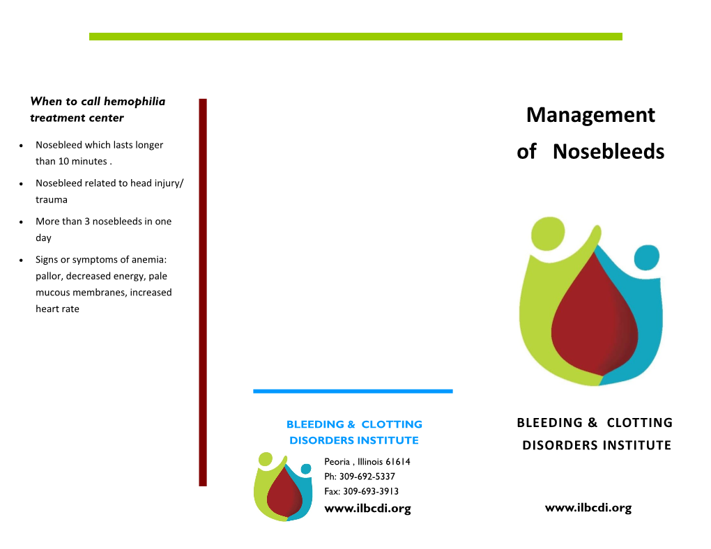 Management of Nosebleeds Brochure - DocsLib