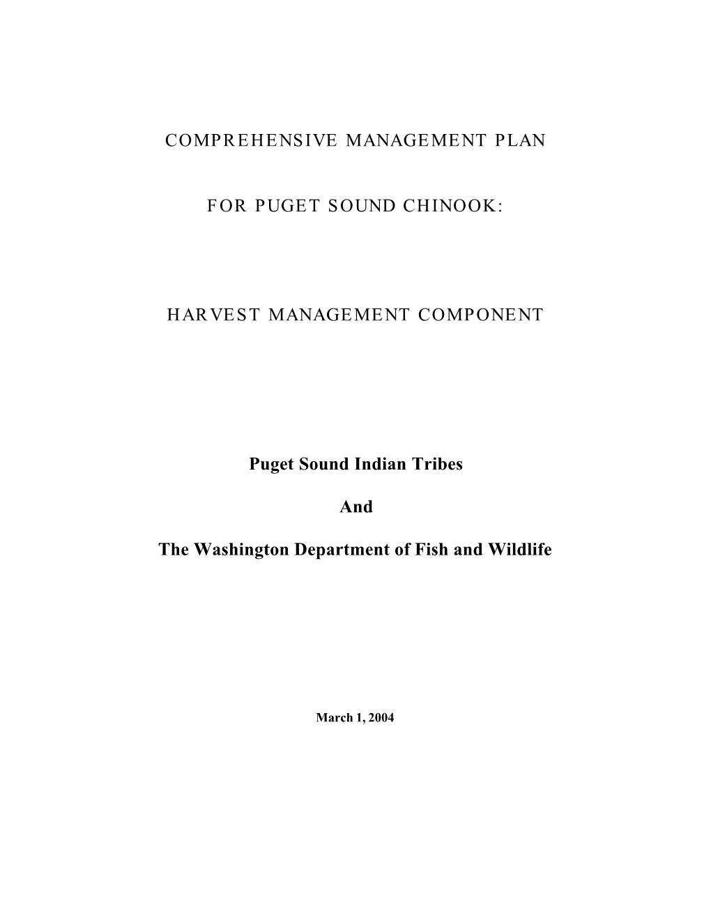 Comprehensive Management Plan for Puget Sound Chinook - DocsLib