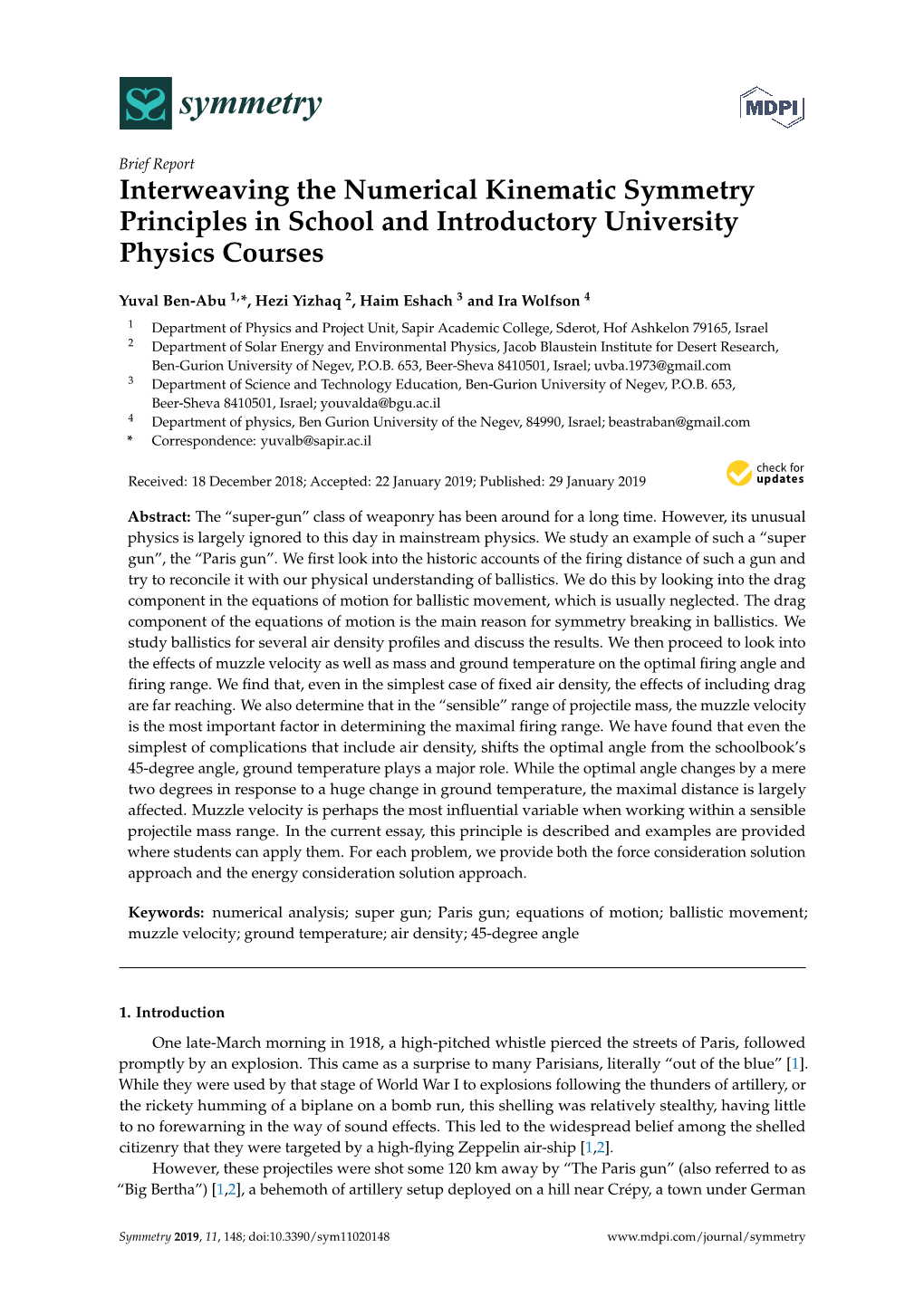 Interweaving the Numerical Kinematic Symmetry Principles in School and ...