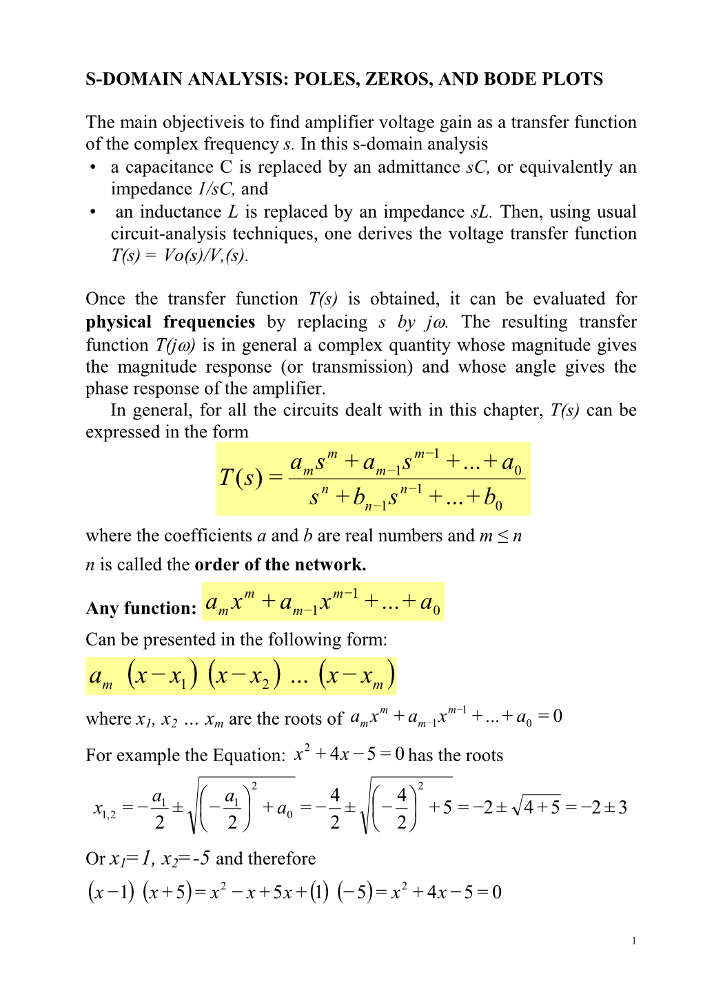 S-Domain Analysis: Poles, Zeros, and Bode Plots - DocsLib