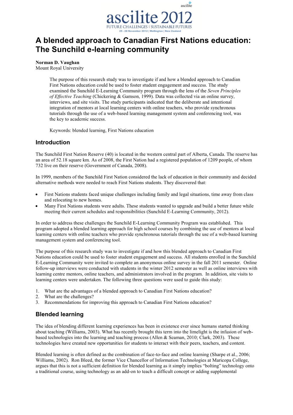 A Blended Approach to Canadian First Nations Education: the Sunchild E ...