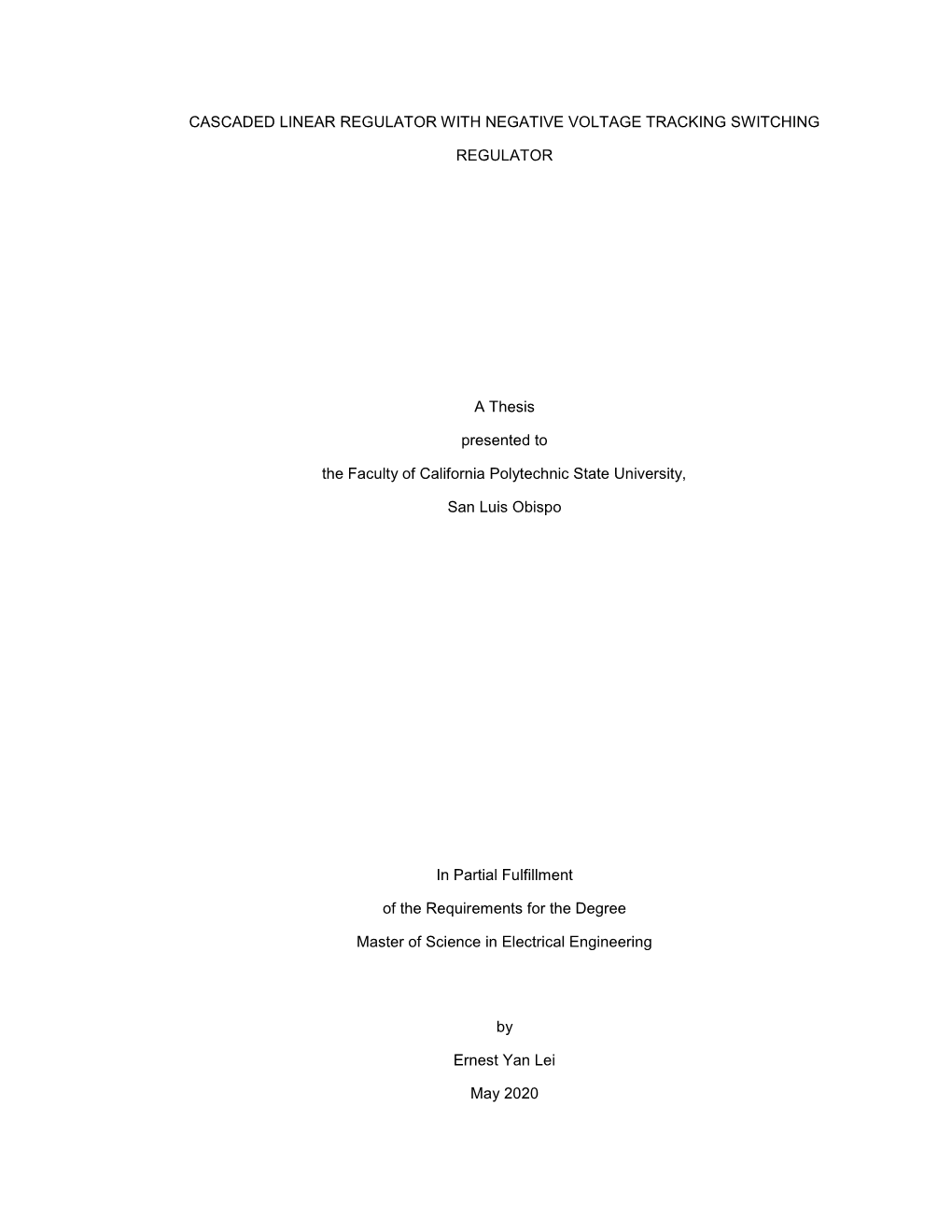 Cascaded Linear Regulator with Negative Voltage Tracking Switching ...