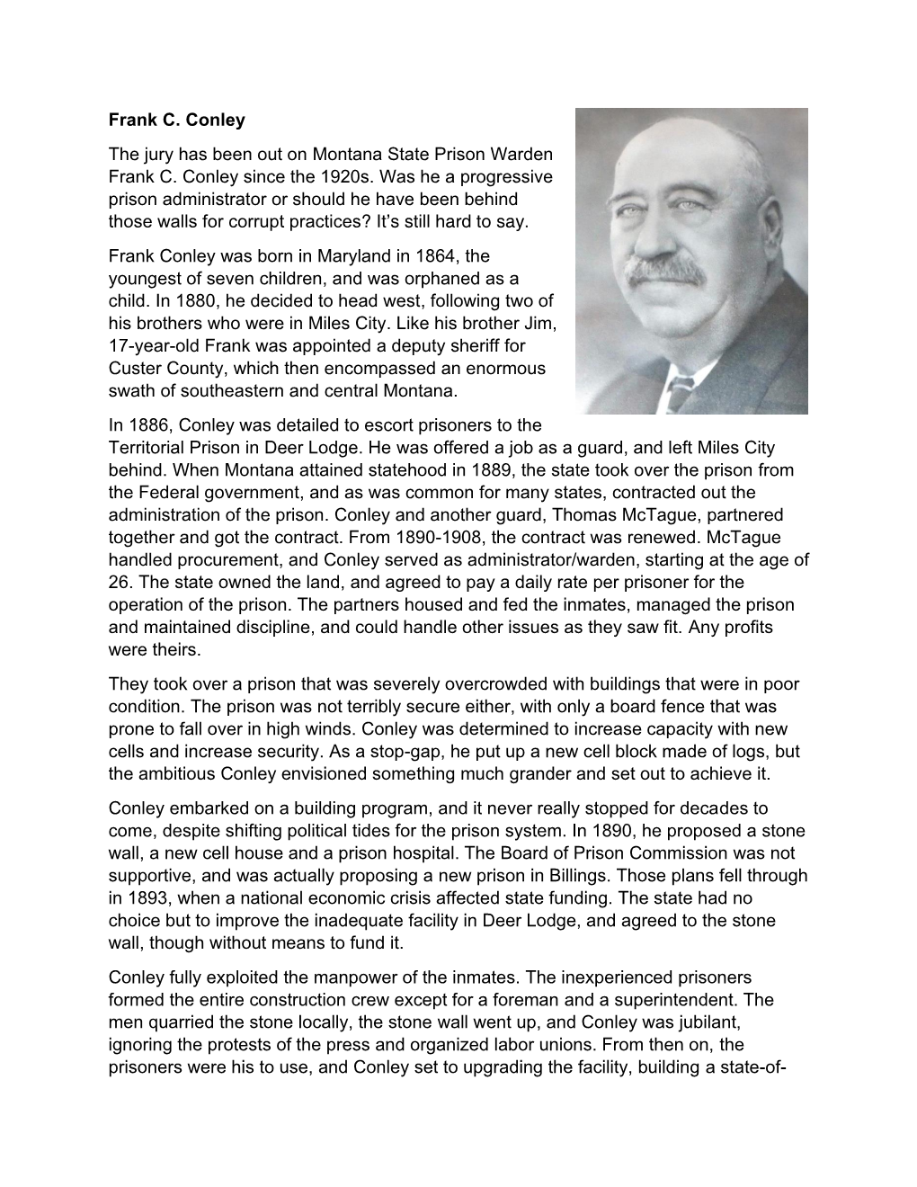 Frank Conley Was Born in Maryland in 1864, the Youngest of Seven ...