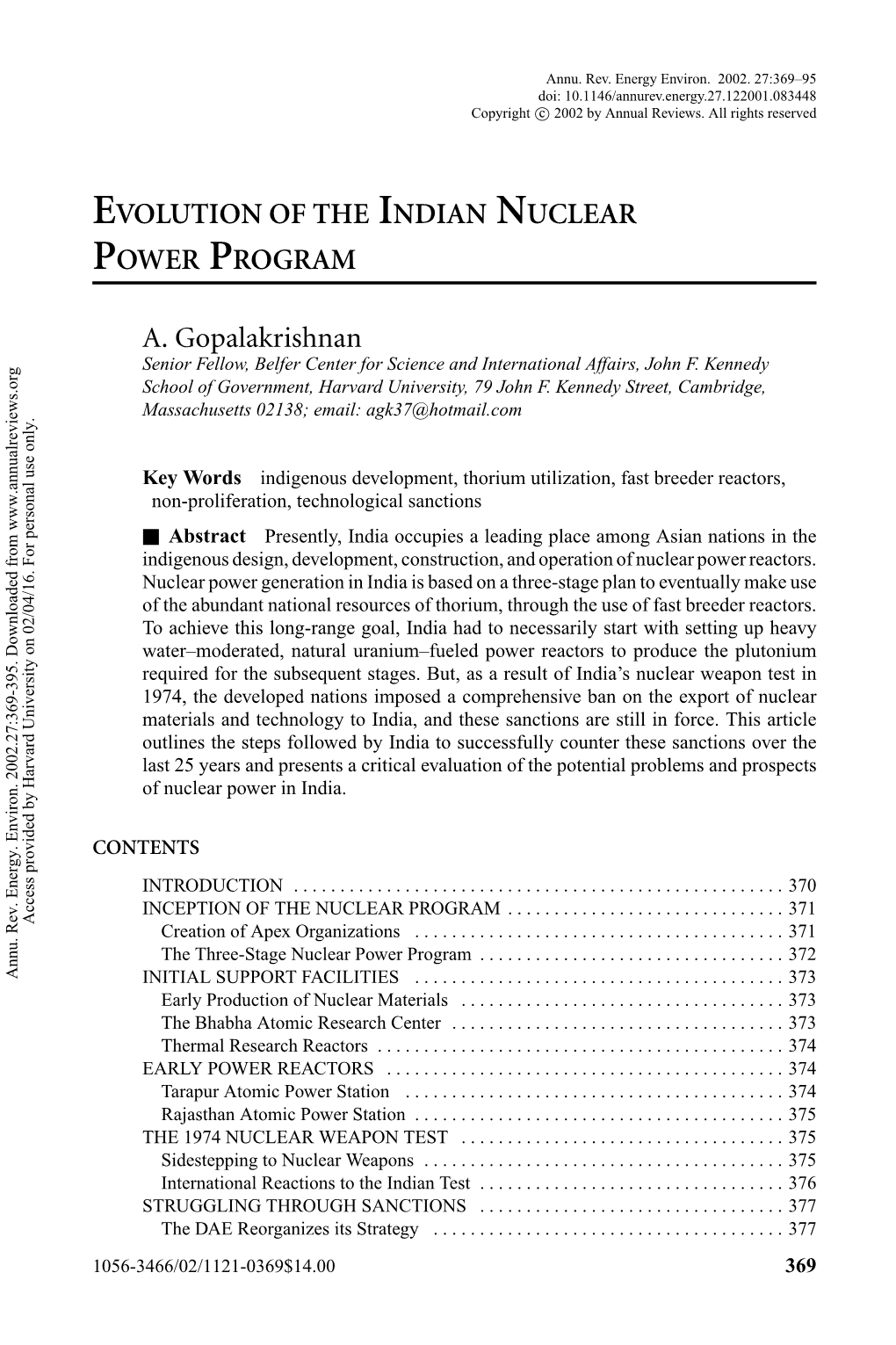 Evolution of the Indian Nuclear Power Program - DocsLib