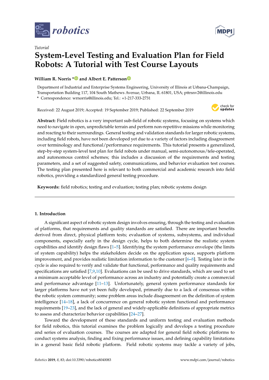 System-Level Testing and Evaluation Plan for Field Robots: a Tutorial ...