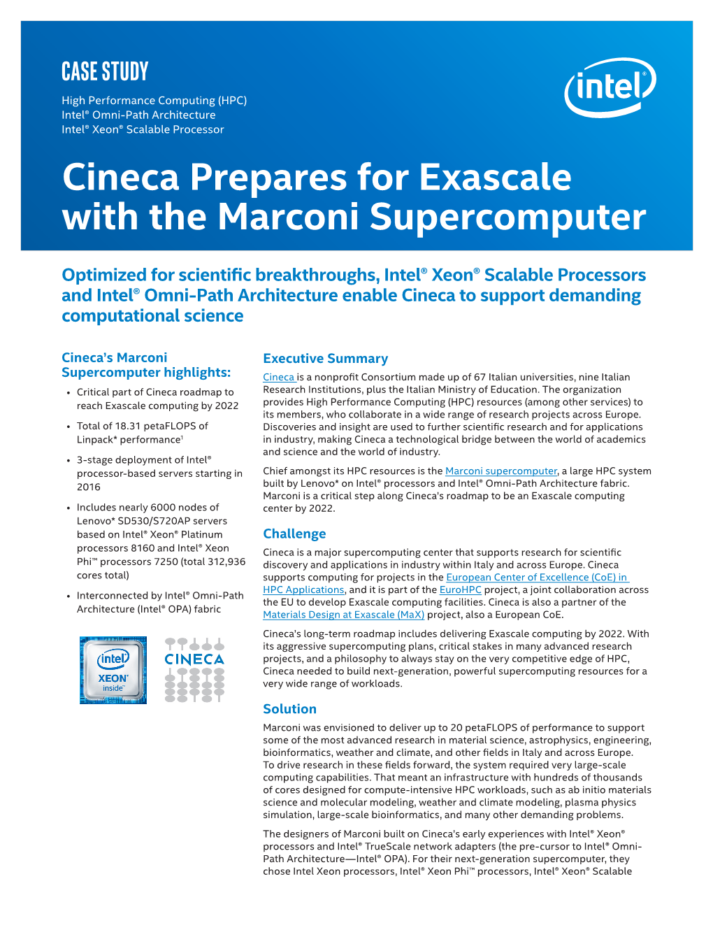 Cineca Prepares for Exascale with the Marconi* Supercomputer - DocsLib
