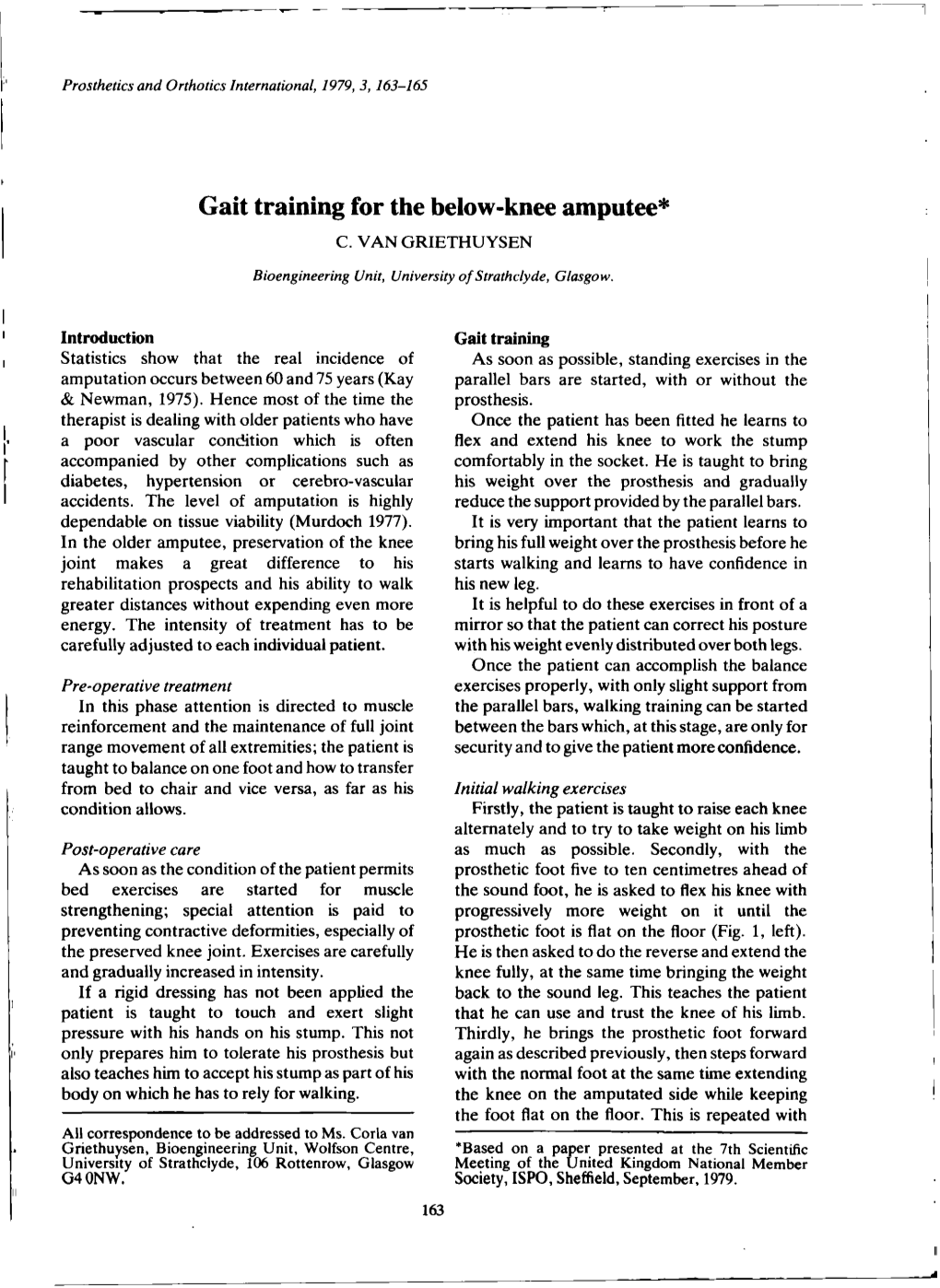 Gait Training for the Below-Knee Amputee* C - DocsLib