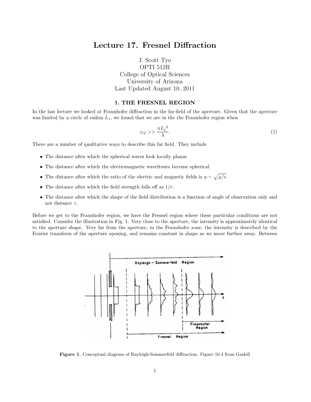 Lecture 17 Fresnel Diffraction Docslib