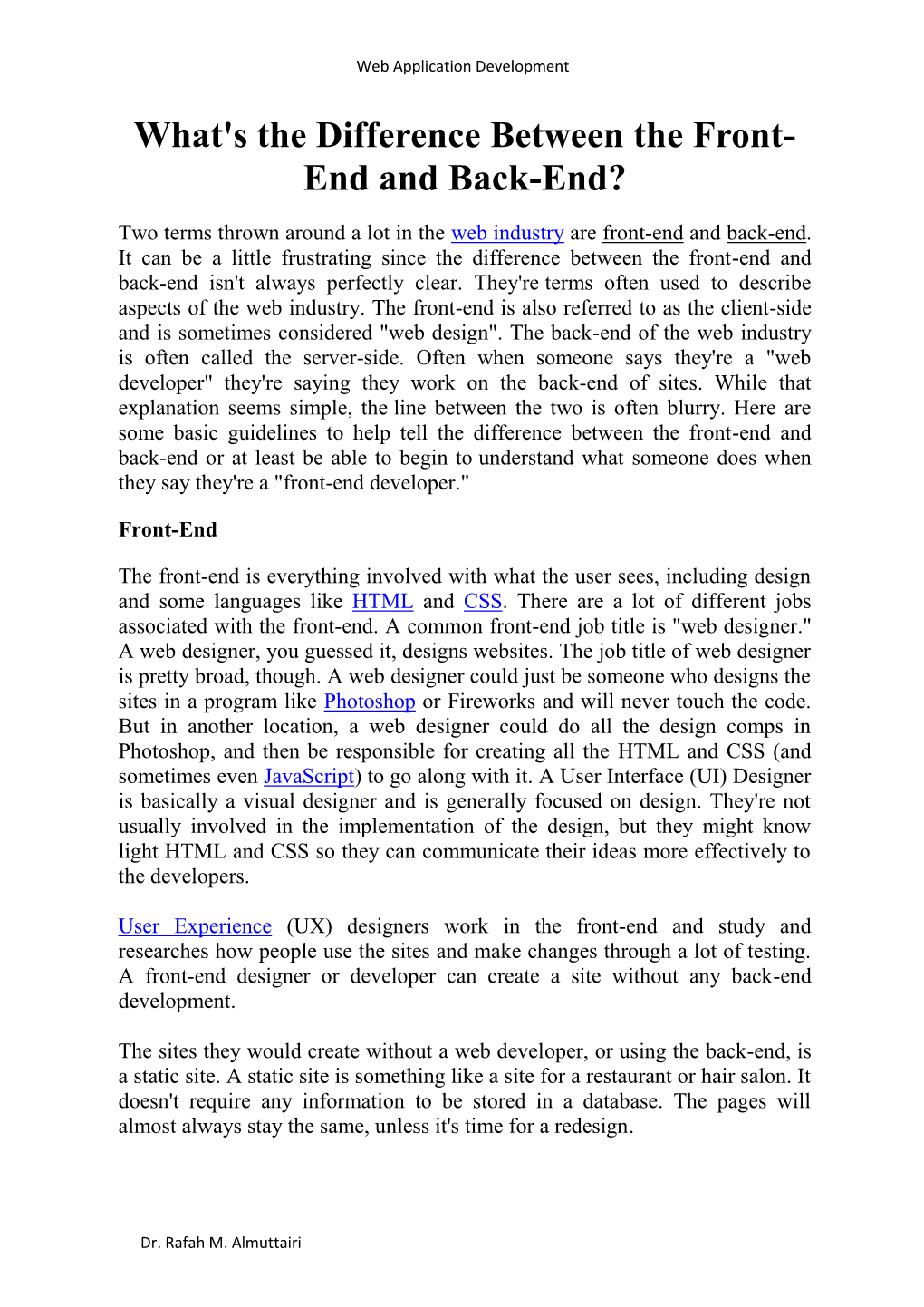 What's the Difference Between the Front- End and Back-End? - DocsLib