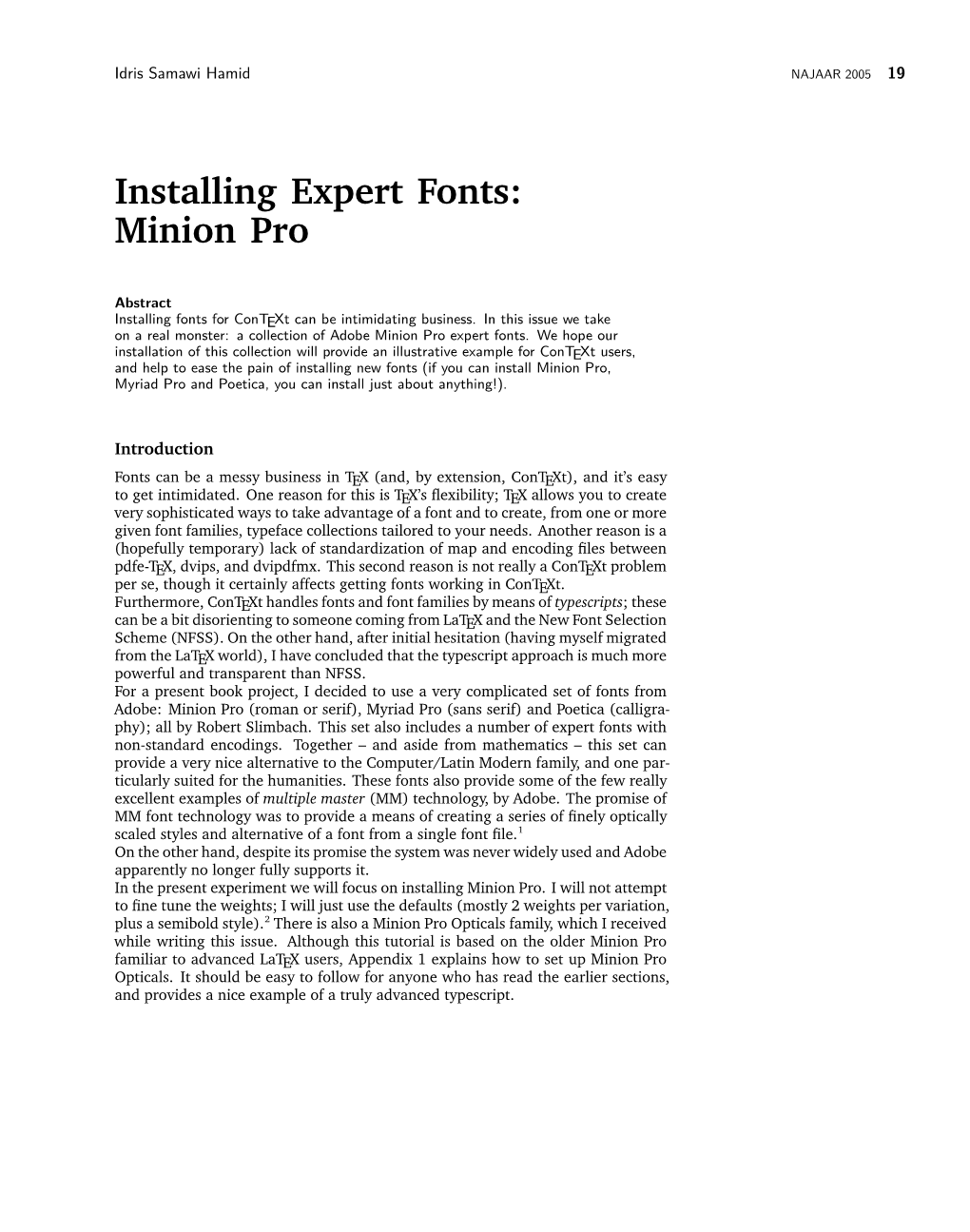 Installing Expert Fonts: Minion Pro - DocsLib