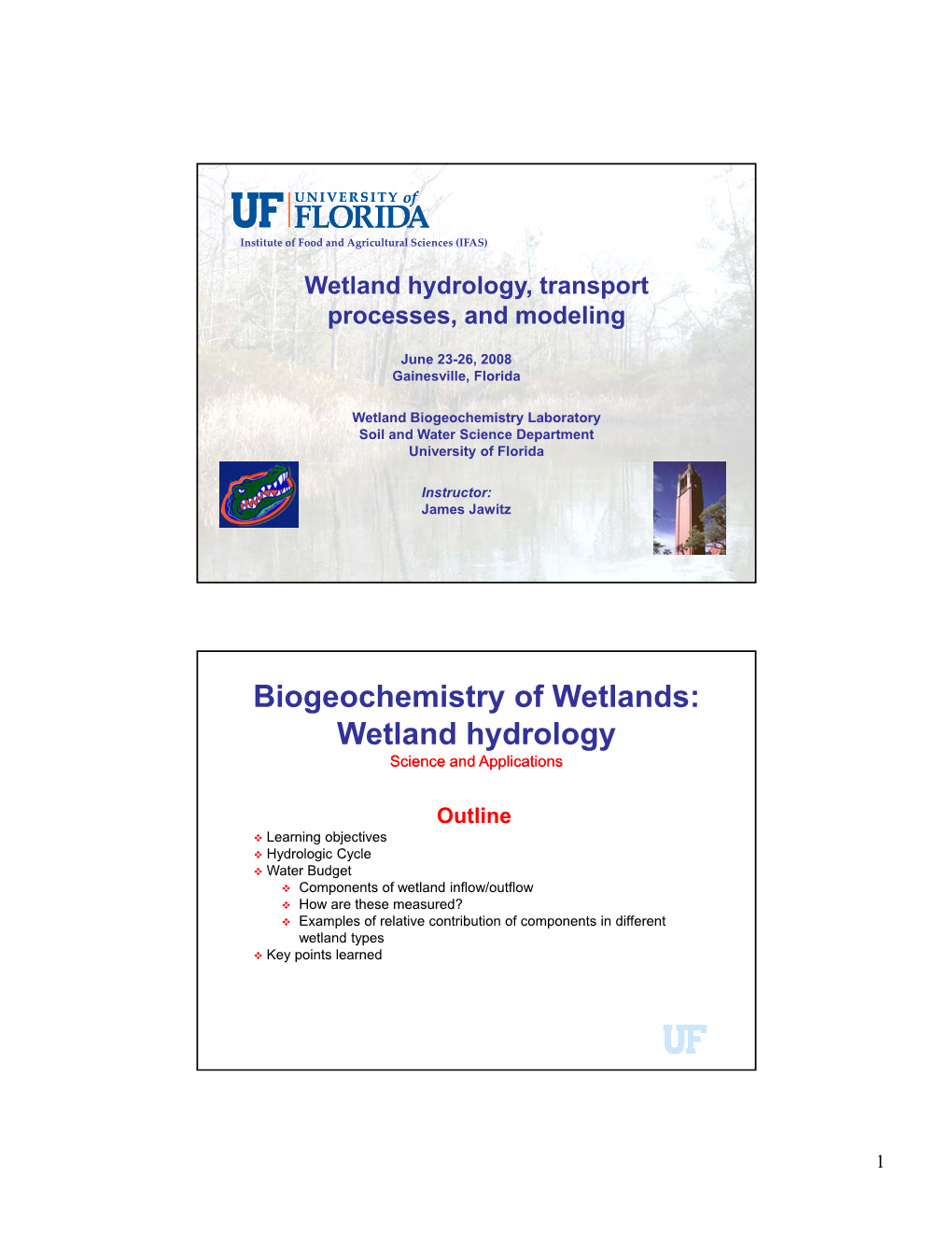 Wetland Hydrology, Transport Processes, and Modeling - DocsLib