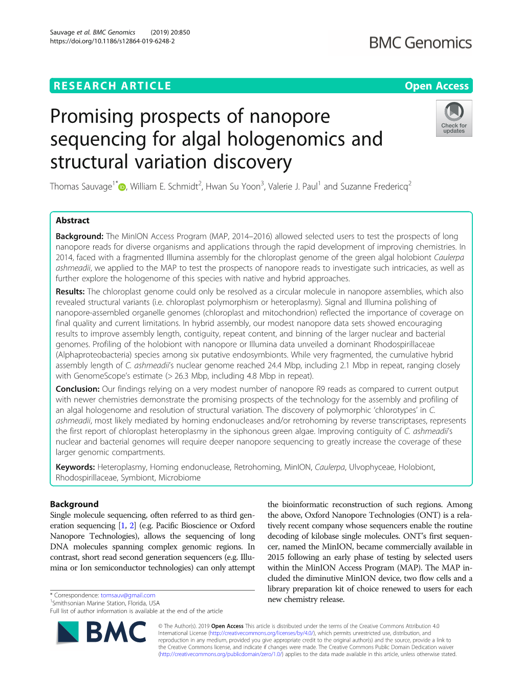 Promising Prospects of Nanopore Sequencing for Algal Hologenomics and ...