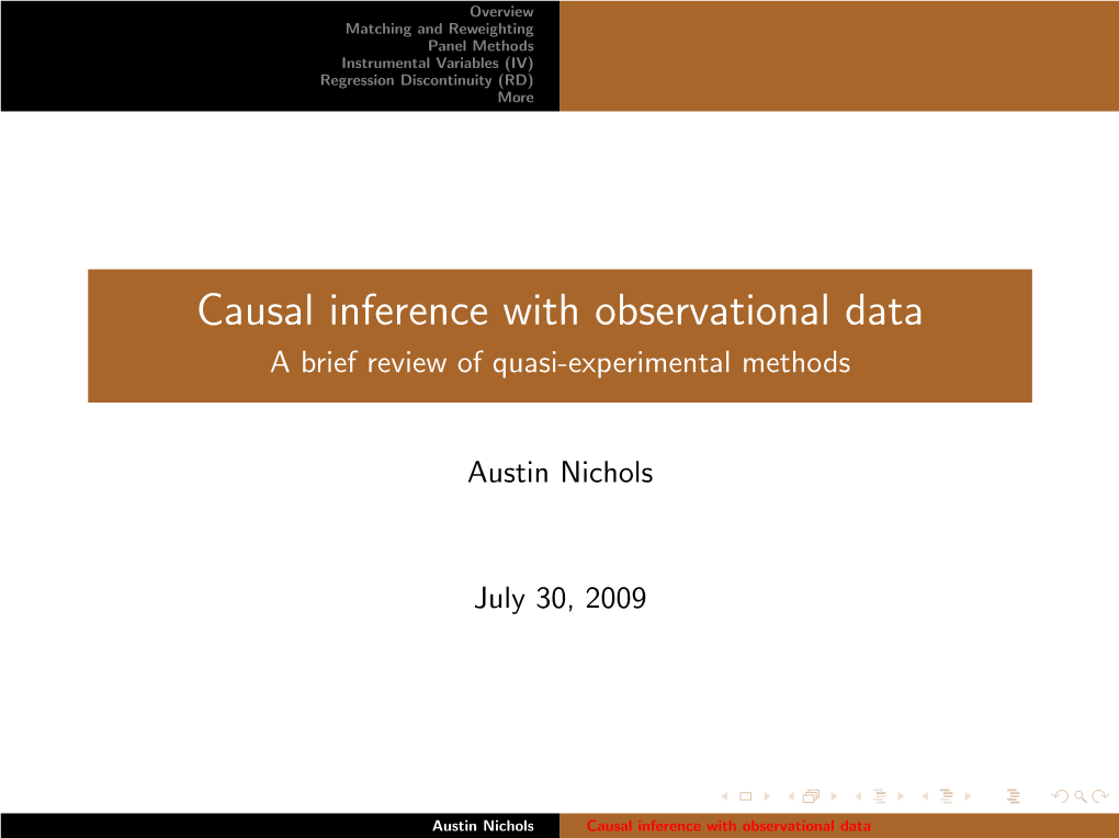 Causal Inference with Observational Data a Brief Review of Quasi ...
