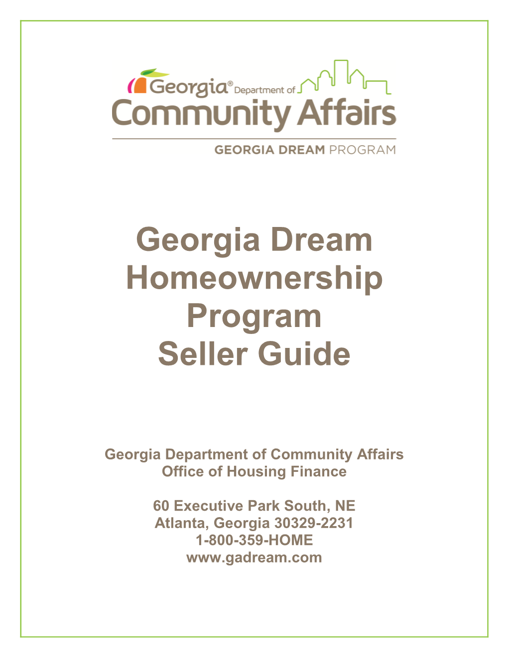 Georgia Dream Homeownership Program Seller Guide - DocsLib