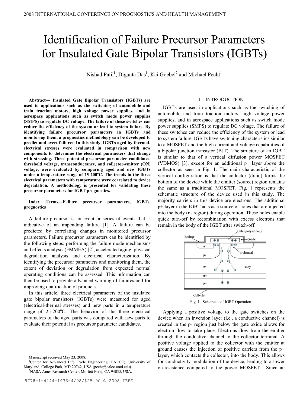 Identification of Failure Precursor Parameters for Insulated Gate ...