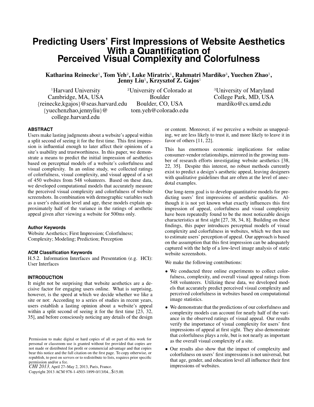 Predicting Website Aesthetics with a Quantification of Perceived Visual ...