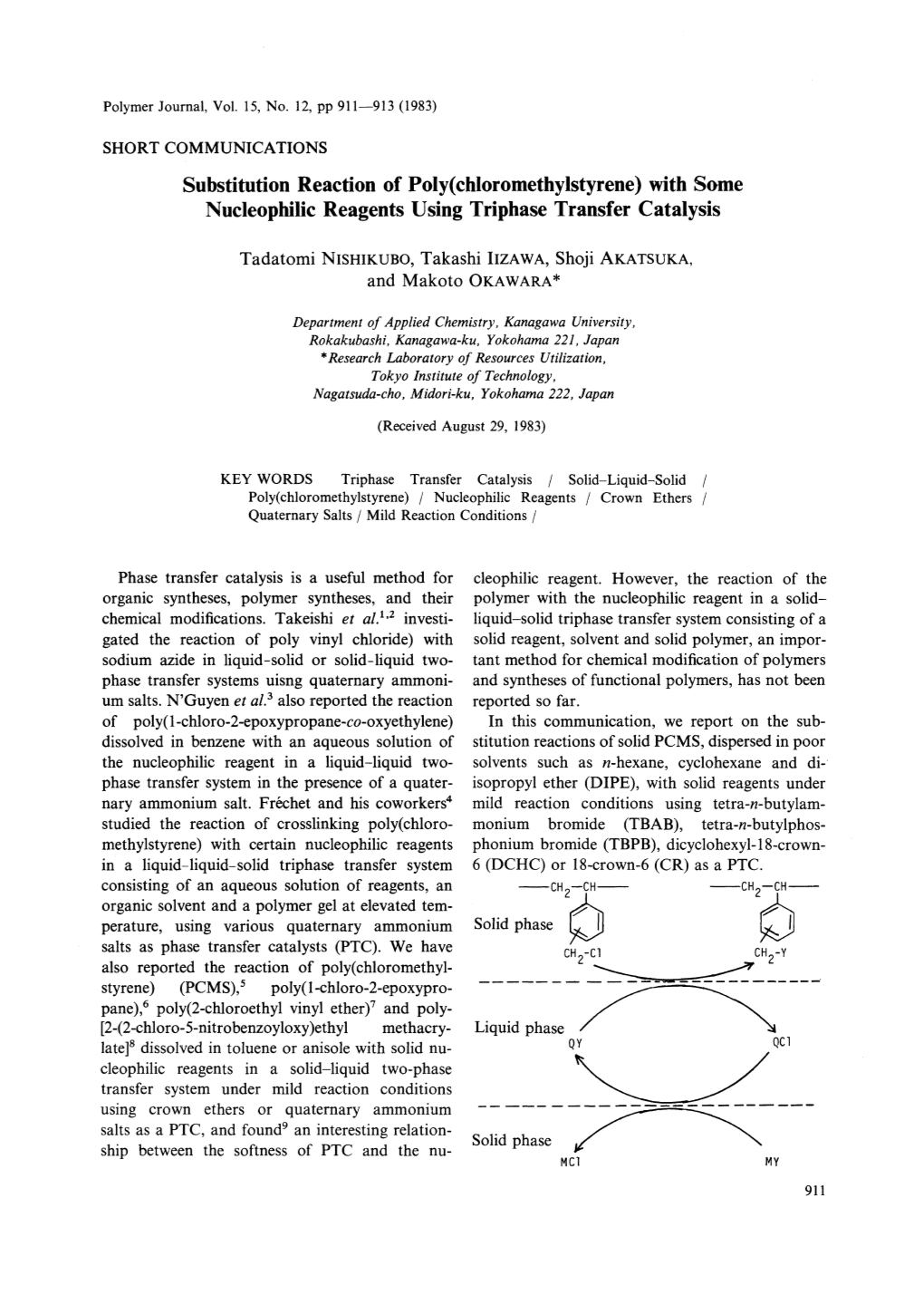 With Some Nucleophilic Reagents Using Triphase Transfer Catalysis - DocsLib