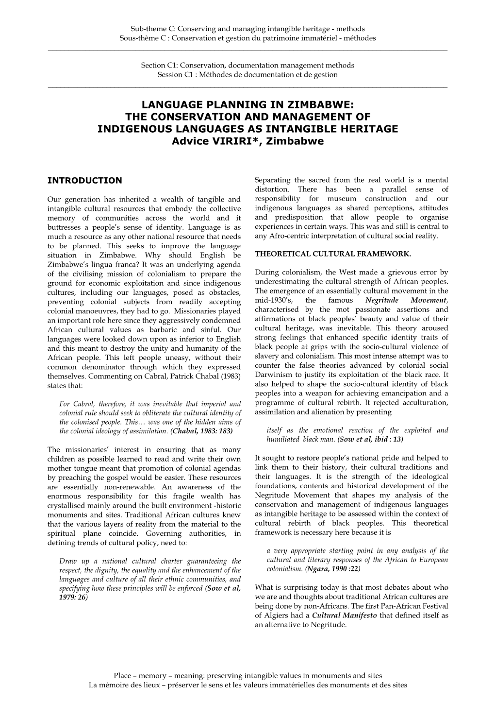 The Conservation and Management of Indigenous Languages in Zimbabwe ...